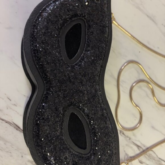kate spade | Bags | Kate Spade Black 3d Mask Clutch Glitter Dress The ...